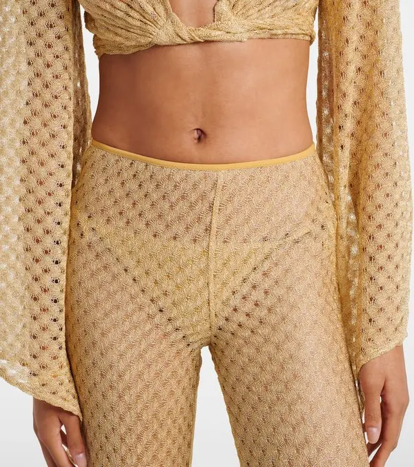 Missoni Open-knit Lamé Flared Pants - Gold
