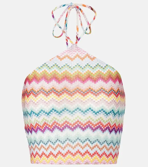Missoni Zig Zag Halterneck Lamé Crop Top - Multicoloured