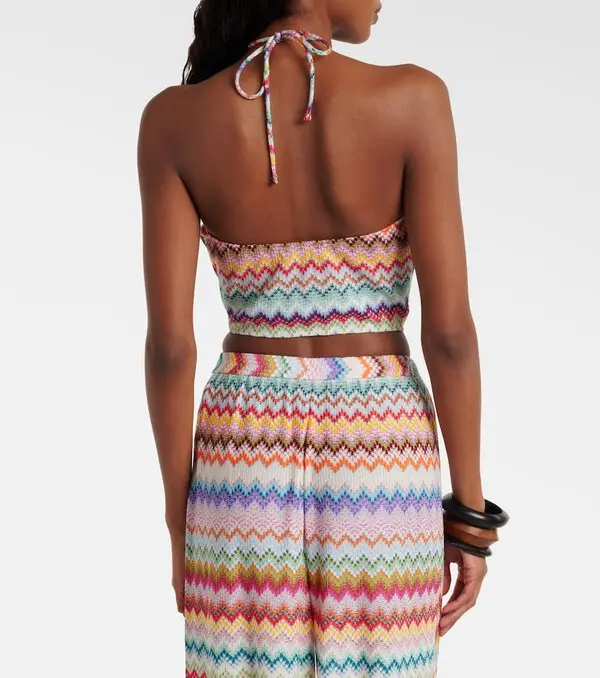 Missoni Zig Zag Halterneck Lamé Crop Top - Multicoloured