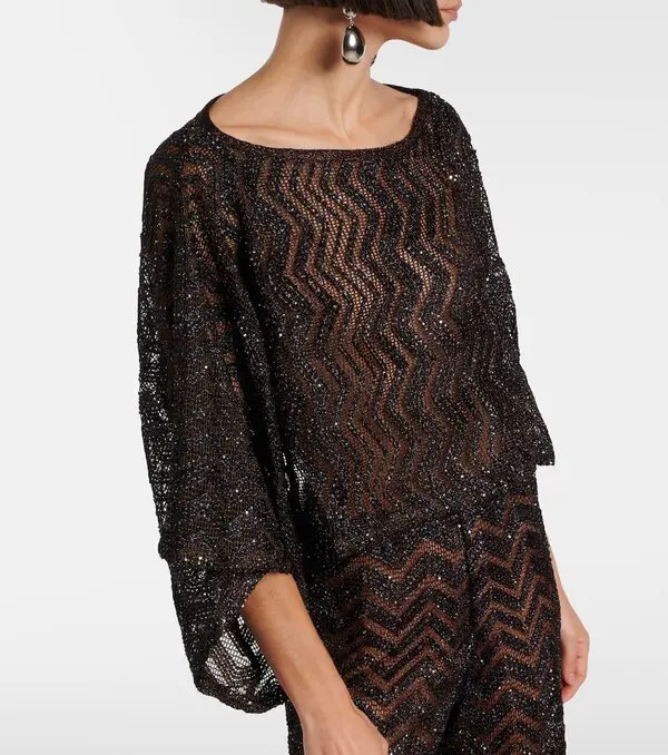 Missoni Zigzag Sequined Top - Brown