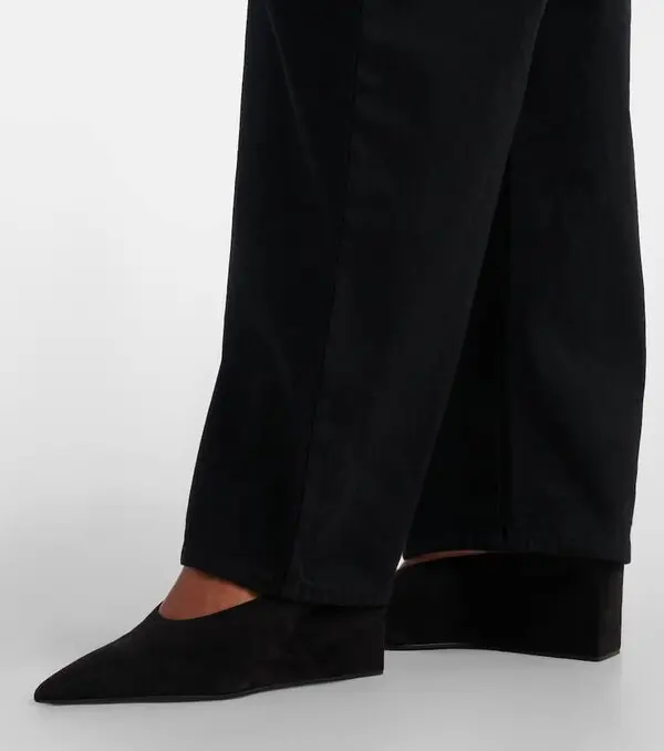 Alaïa Cube 75 Suede Wedge Mules - Black
