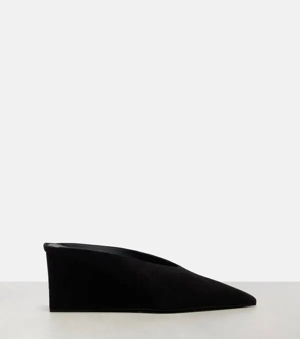 Alaïa Cube 75 Suede Wedge Mules - Black
