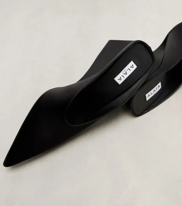 Alaïa Cube 75 Satin Wedge Mules - Black