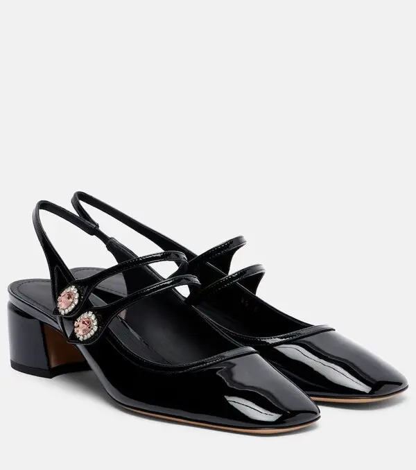 FERRAGAMO Milly Patent Leather Slingback Pumps - Black