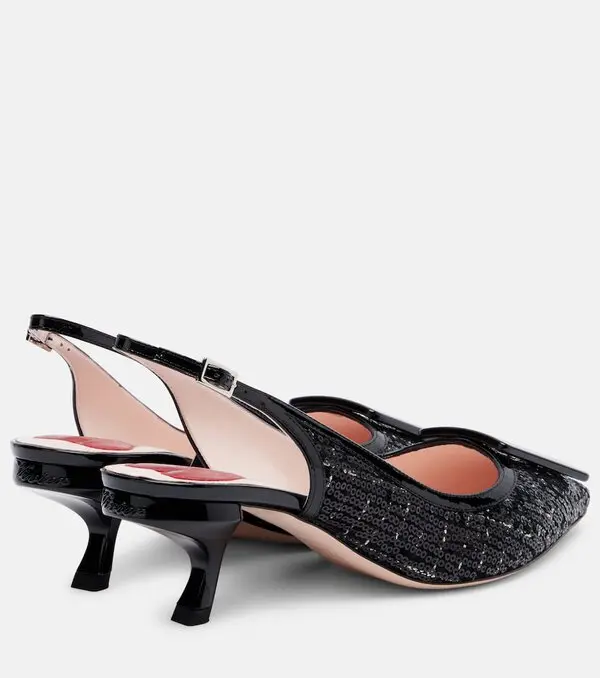 ROGER VIVIER Virgule 55 Sequined Slingback Pumps