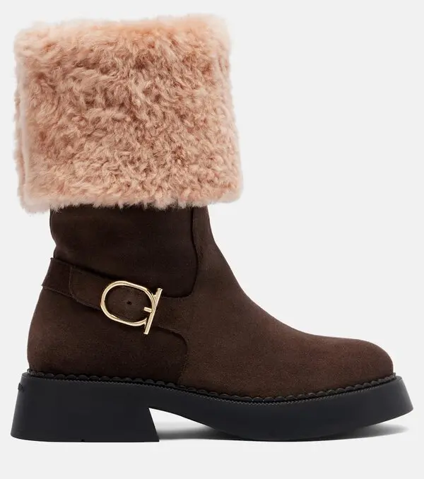 FERRAGAMO Zaki Shearling-lined Suede Boots