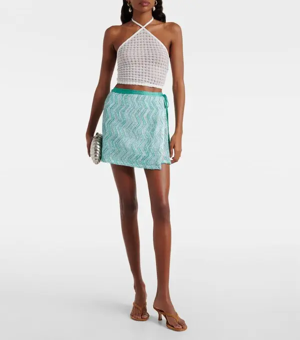 Missoni Open-knit Halterneck Lamé Crop Top
