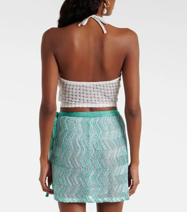 Missoni Open-knit Halterneck Lamé Crop Top