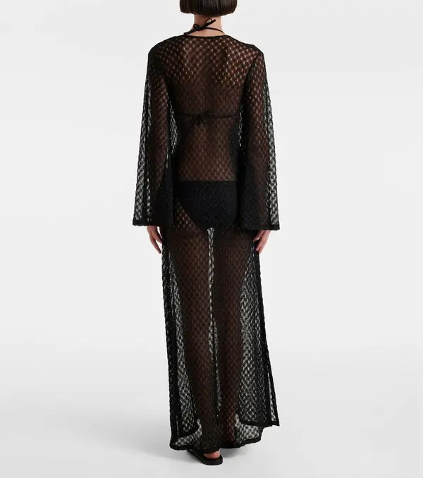 Missoni Open-knit Tie-neck Lamé Kaftan