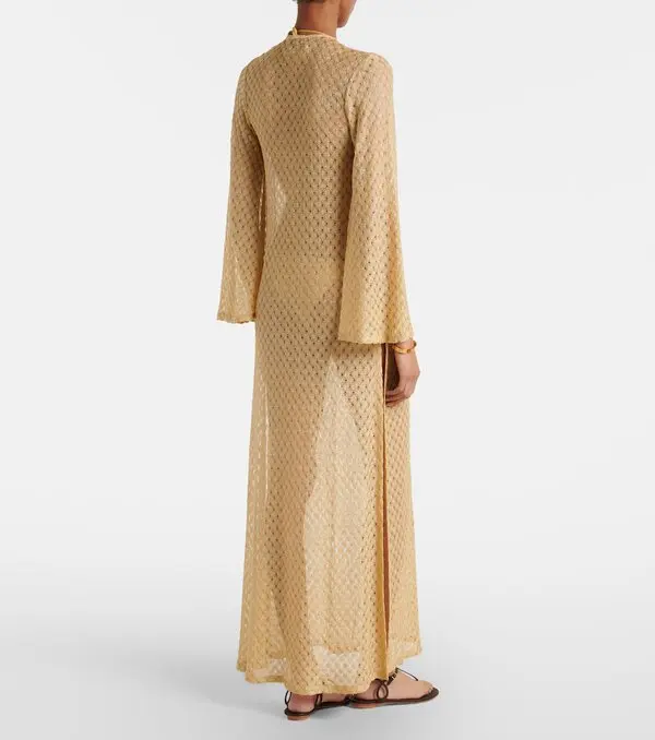 Missoni Open-knit Tie-neck Lamé Kaftan - Gold
