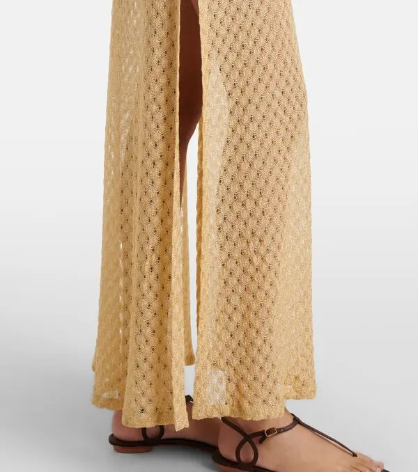 Missoni Open-knit Tie-neck Lamé Kaftan - Gold