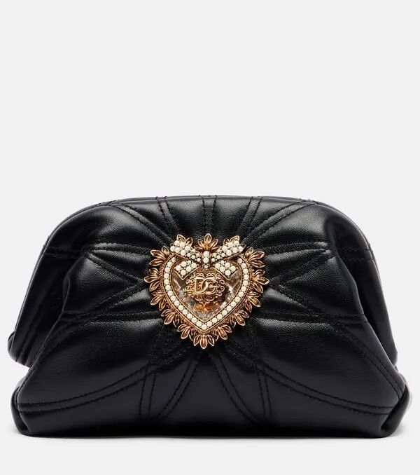 Dolce & Gabbana Devotion Small Leather Shoulder Bag - Black