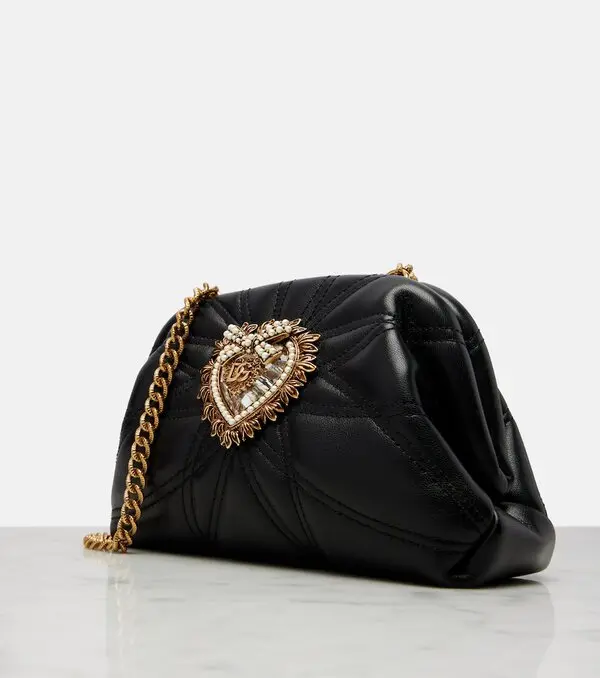 Dolce & Gabbana Devotion Small Leather Shoulder Bag - Black