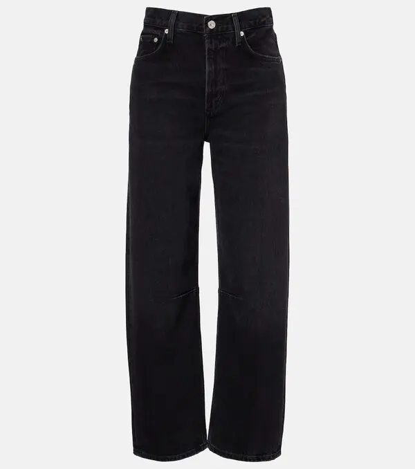 Citizens Of Humanity Miro Cropped High-rise Barrel-leg Jeans - Black