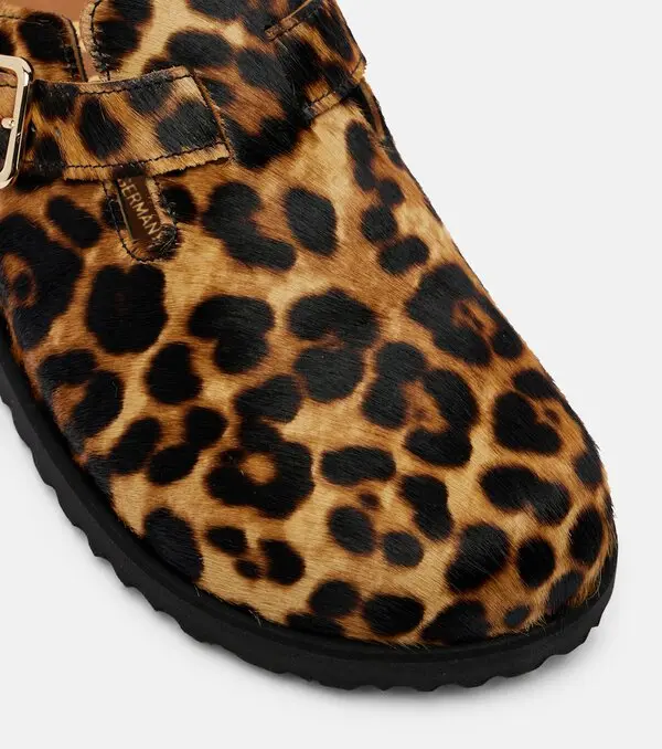 BIRKENSTOCK Boston Leopard-print Calf Hair Clogs
