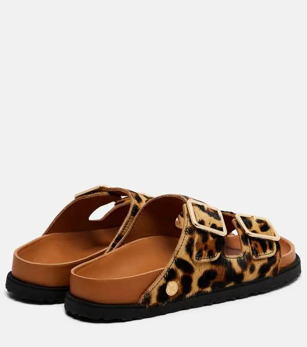BIRKENSTOCK Arizona Leopard-print Calf Hair Slides - Beige