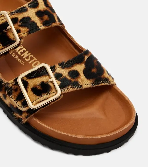 BIRKENSTOCK Arizona Leopard-print Calf Hair Slides - Beige