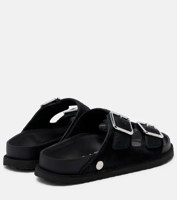 BIRKENSTOCK Arizona Calf Hair Slides - Black