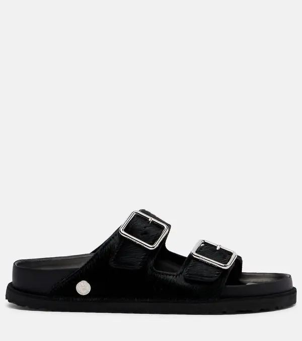 BIRKENSTOCK Arizona Calf Hair Slides - Black