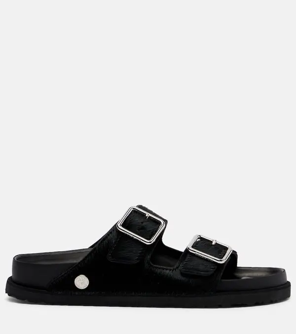 BIRKENSTOCK Arizona Calf Hair Slides - Black