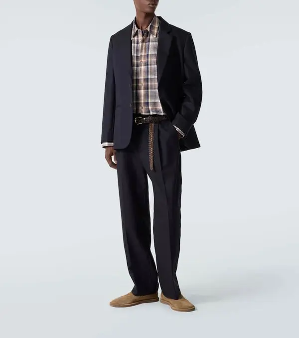 Studio Nicholson Selby Wool Straight Pants - Blue