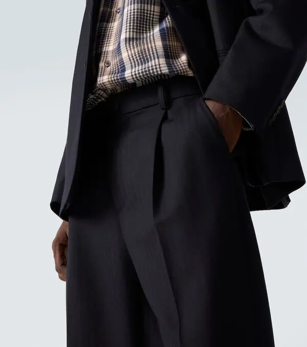 Studio Nicholson Selby Wool Straight Pants - Blue