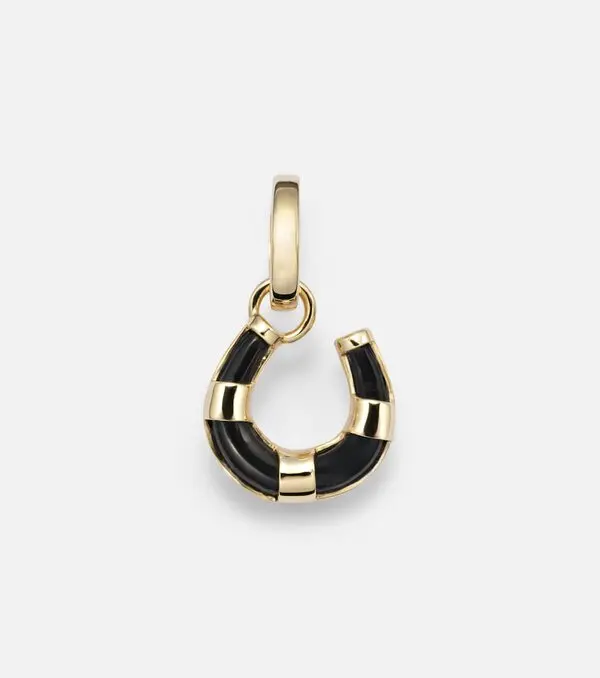 FOUNDRAE 18kt Yellow Horseshoe Pendant With Onyx - Gold