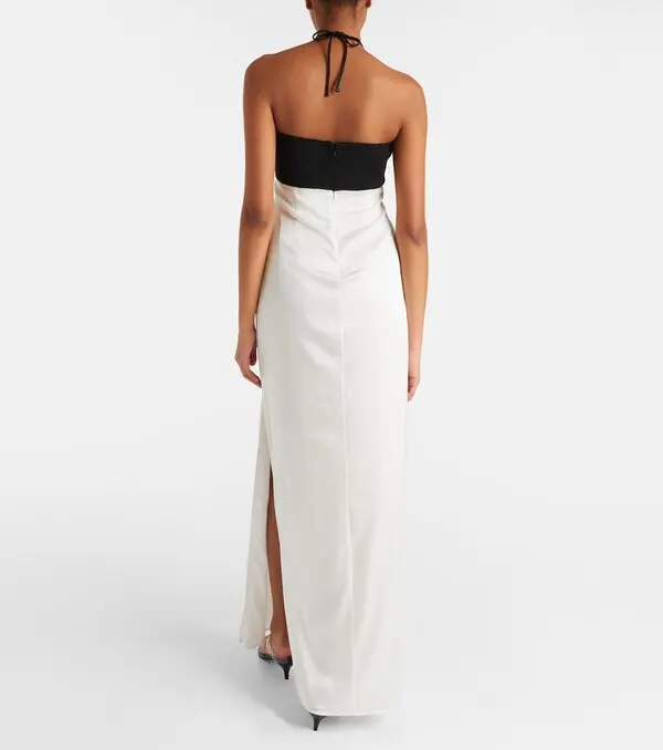 SAME Floral-appliqué Silk-blend Maxi Dress - White