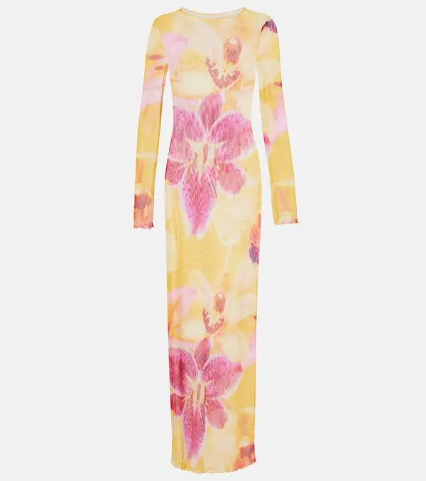 SAME Floral Mesh Maxi Dress - Yellow