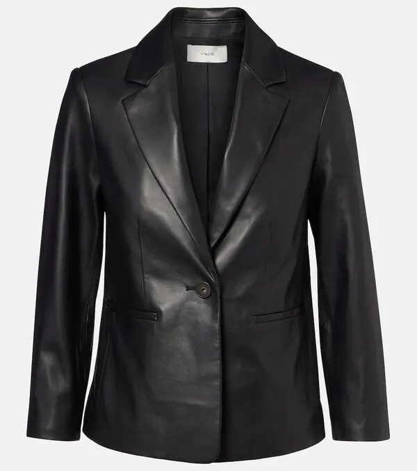 Vince Leather Blazer - Black