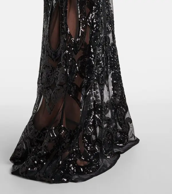 Norma Kamali Sequined Semi-sheer Gown