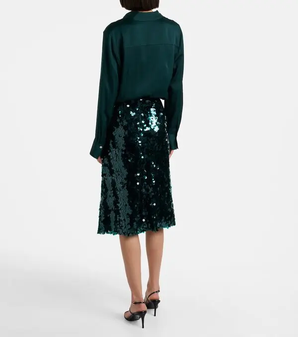 Vince Lucite Sequined Midi Skirt - Green