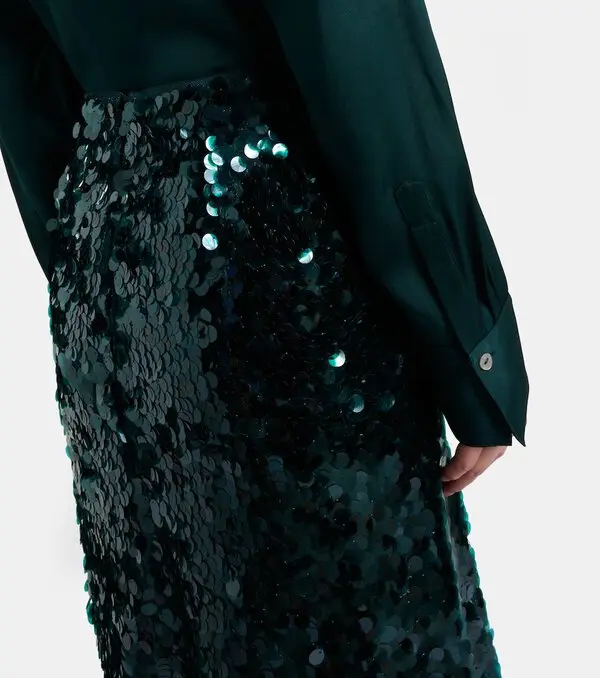 Vince Lucite Sequined Midi Skirt - Green