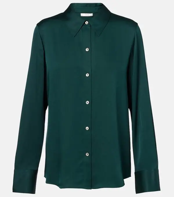 Vince Silk-blend Satin Shirt - Green
