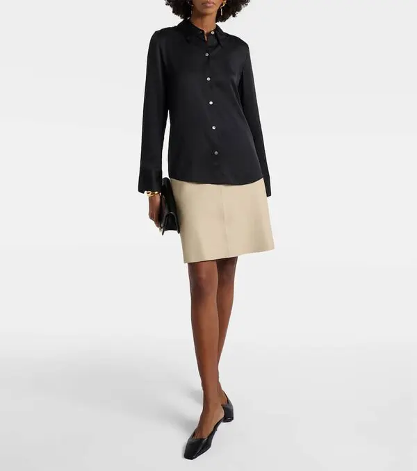 Vince Silk-blend Satin Shirt - Black