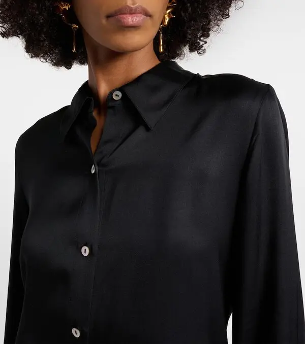 Vince Silk-blend Satin Shirt - Black