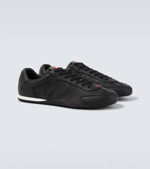 Gucci Leather Shift Sneakers - Black