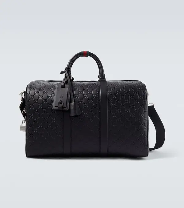 Gucci Gg Emblem Medium Leather Duffle Bag - Black