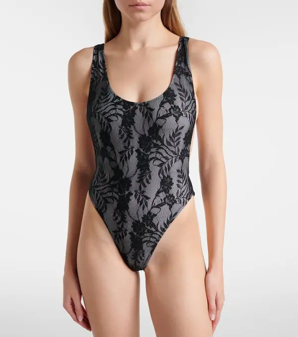 Norma Kamali Marissa Open-back Lace Bodysuit