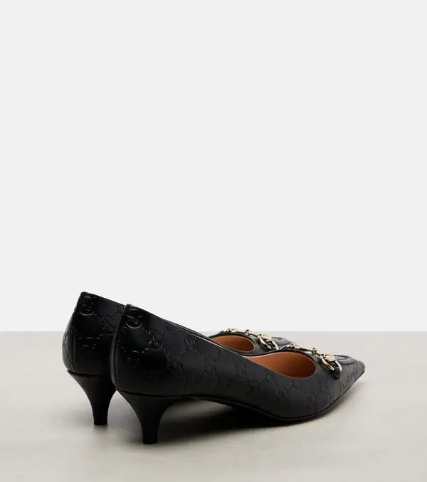 Gucci Erin Gg Horsebit Leather Pumps