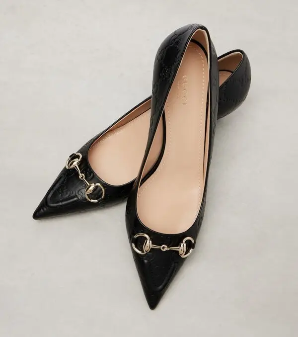 Gucci Erin Gg Horsebit Leather Pumps
