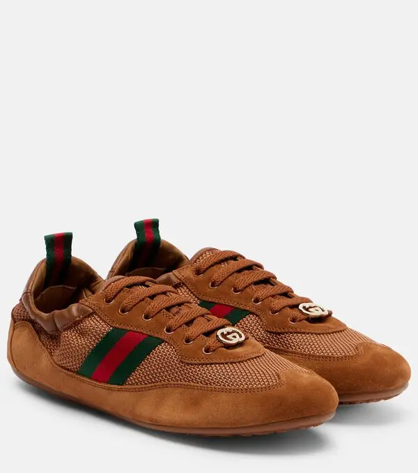 Gucci Shift Suede-trimmed Sneakers - Brown
