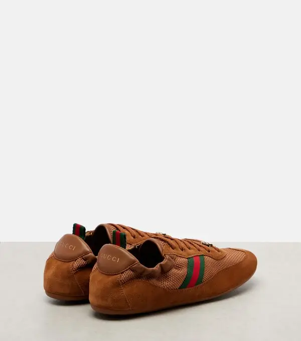 Gucci Shift Suede-trimmed Sneakers - Brown