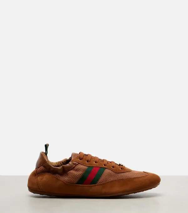 Gucci Shift Suede-trimmed Sneakers - Brown