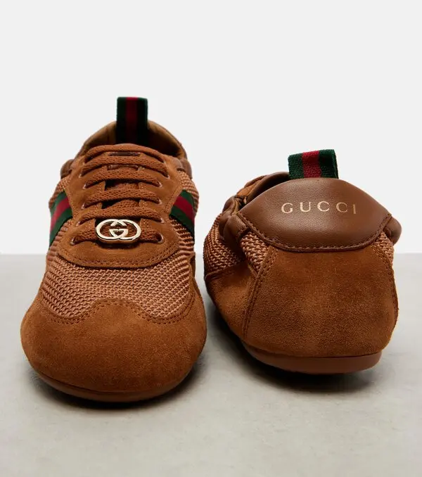 Gucci Shift Suede-trimmed Sneakers - Brown