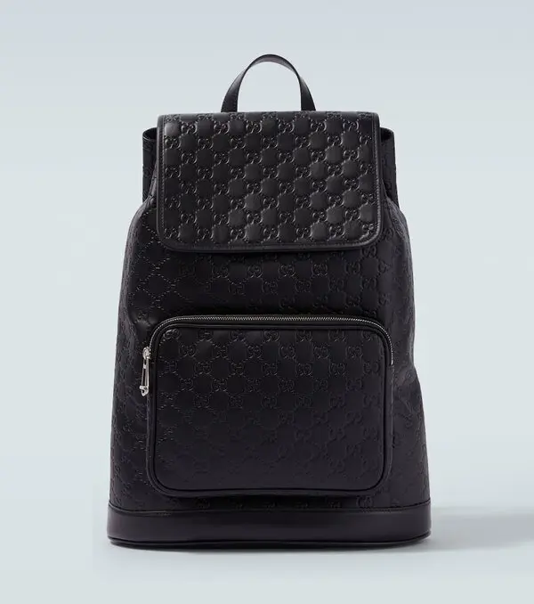 Gucci Gg Medium Leather Backpack - Black