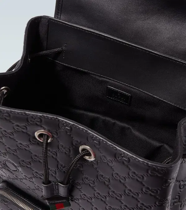 Gucci Gg Medium Leather Backpack - Black