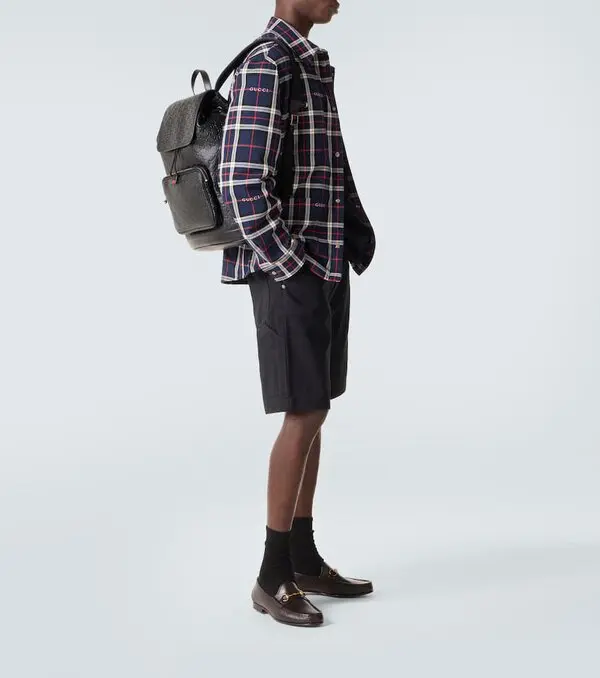 Gucci Gg Medium Leather Backpack - Black