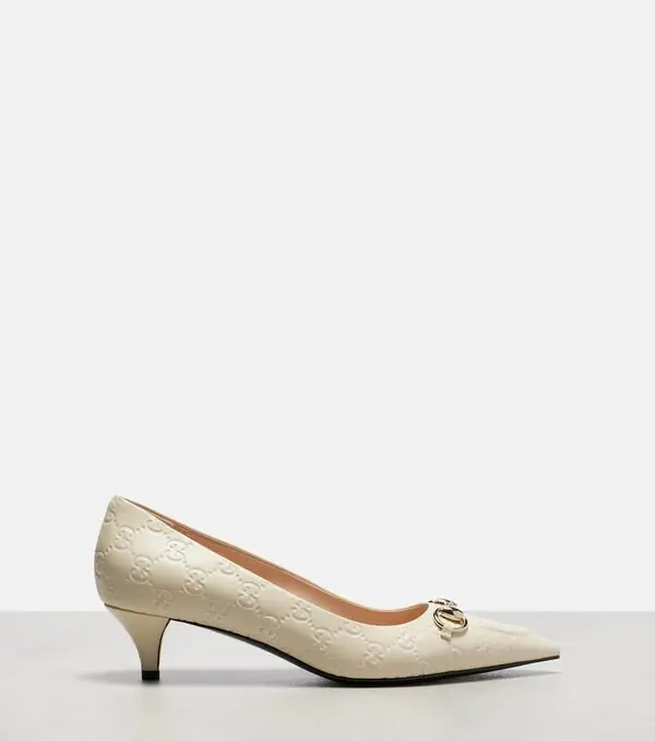 Gucci Erin Gg Horsebit Leather Pumps