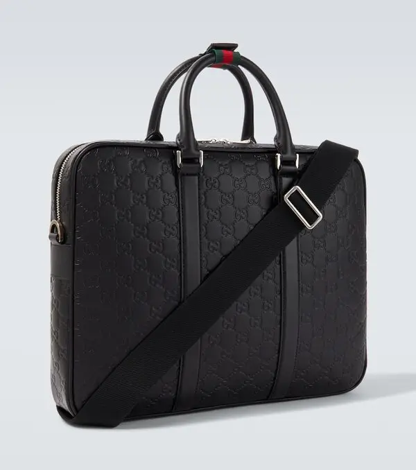 Gucci Gg Embossed Leather Briefcase